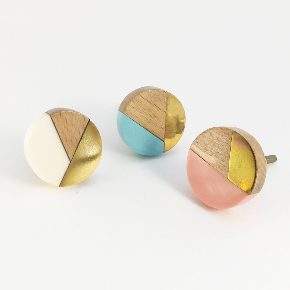 Round Pink Trio Knob Wooden Cabinet Knob Furniture Hardware - Etsy ...