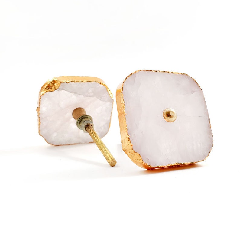 Pink Rose Quartz Stone Knob Stone Cabinet Hardware Luxe - Etsy