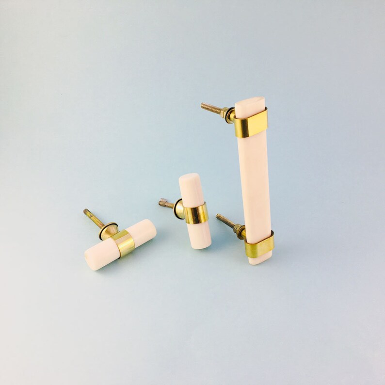 Creamy White Resin and Brass Pull Resin Cabinet Knob | Etsy
