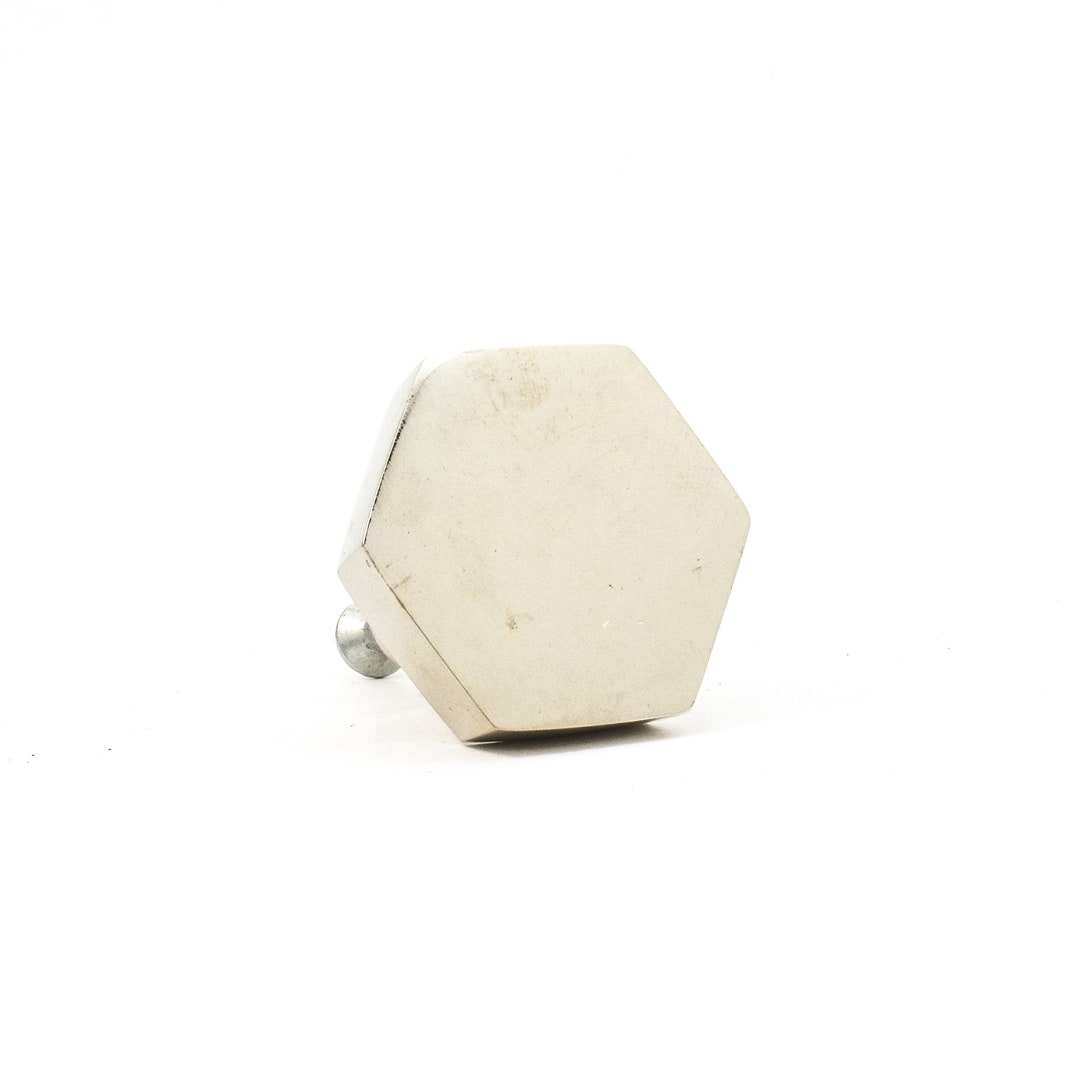 Silver Hexagon Knob, Iron Knob, Kitchen Knob, Vintage Drawer or Cabinet ...
