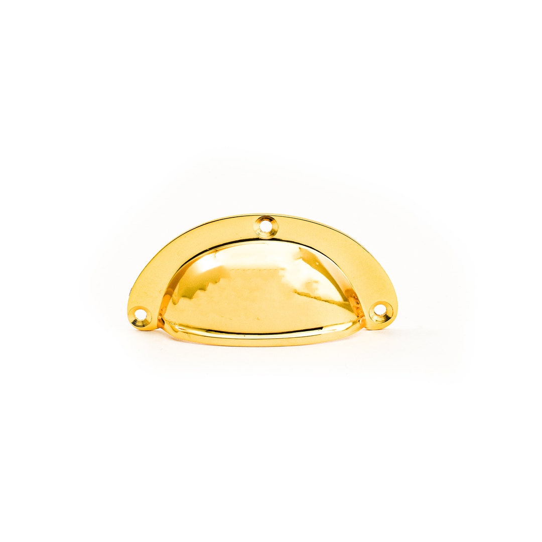 Polished Gold Cup Pull Brass Pull Modern Cabinet Pull Knobs - Etsy