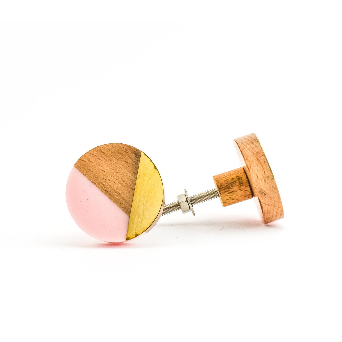 Round Pink Trio Knob Wooden Cabinet Knob Furniture Hardware - Etsy ...