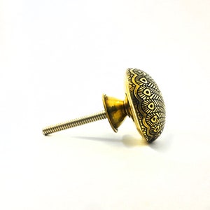 Peacock Embossed Knob, Round Brass Etched Furniture Knob, Rustic Knob ...