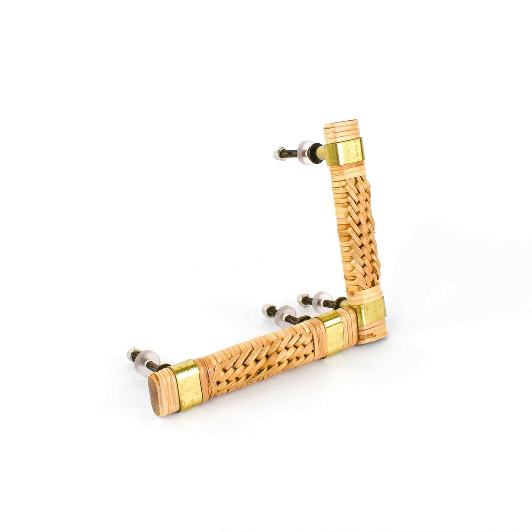 Medium Rattan and Brass Handle, Rattan Handle, Cabinet Handle ...