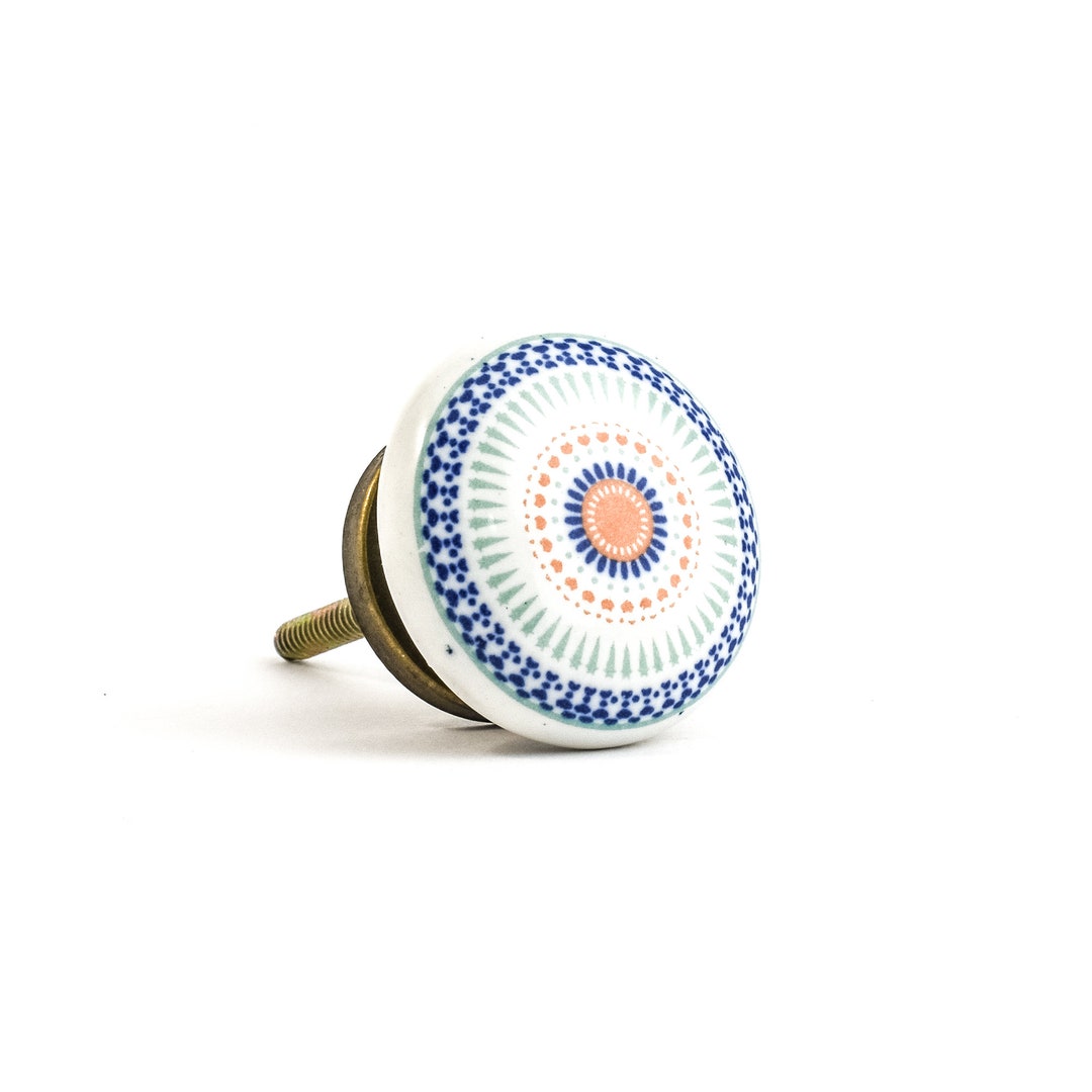 Round Ceramic Dotted Flower Knob, Scandinavian Inspired Cabinet ...