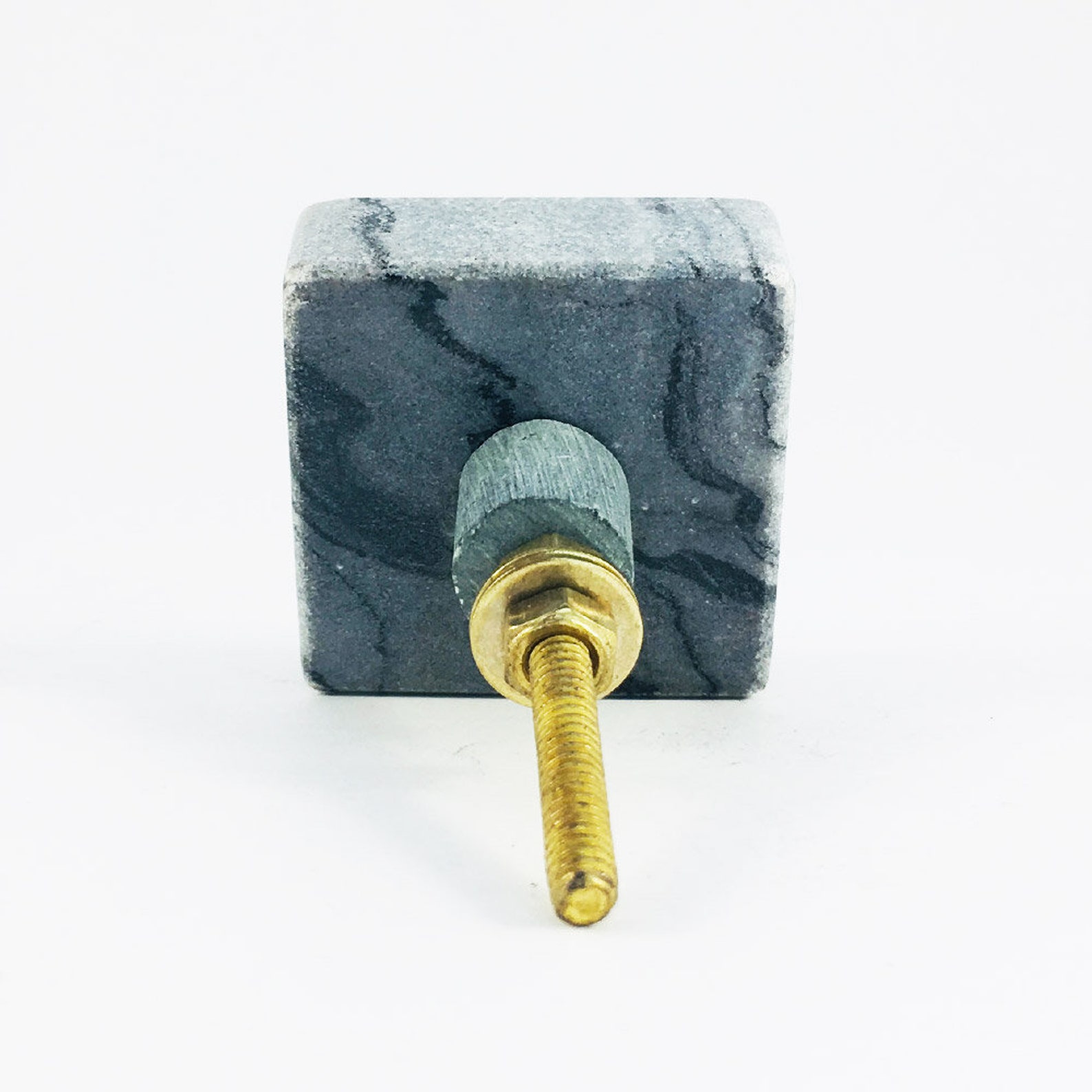Grey Solid Square Marble Knob Modern Cabinet Knob Decorative | Etsy