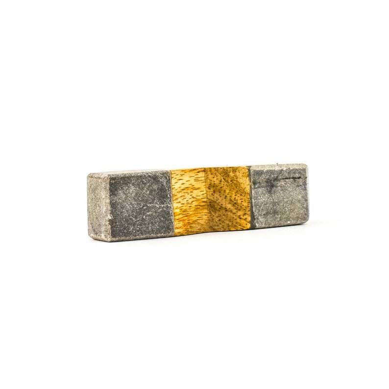 Wedged Grey Marble and Wood Pull Bar, Wooden & Marble Cabinet Knob ...
