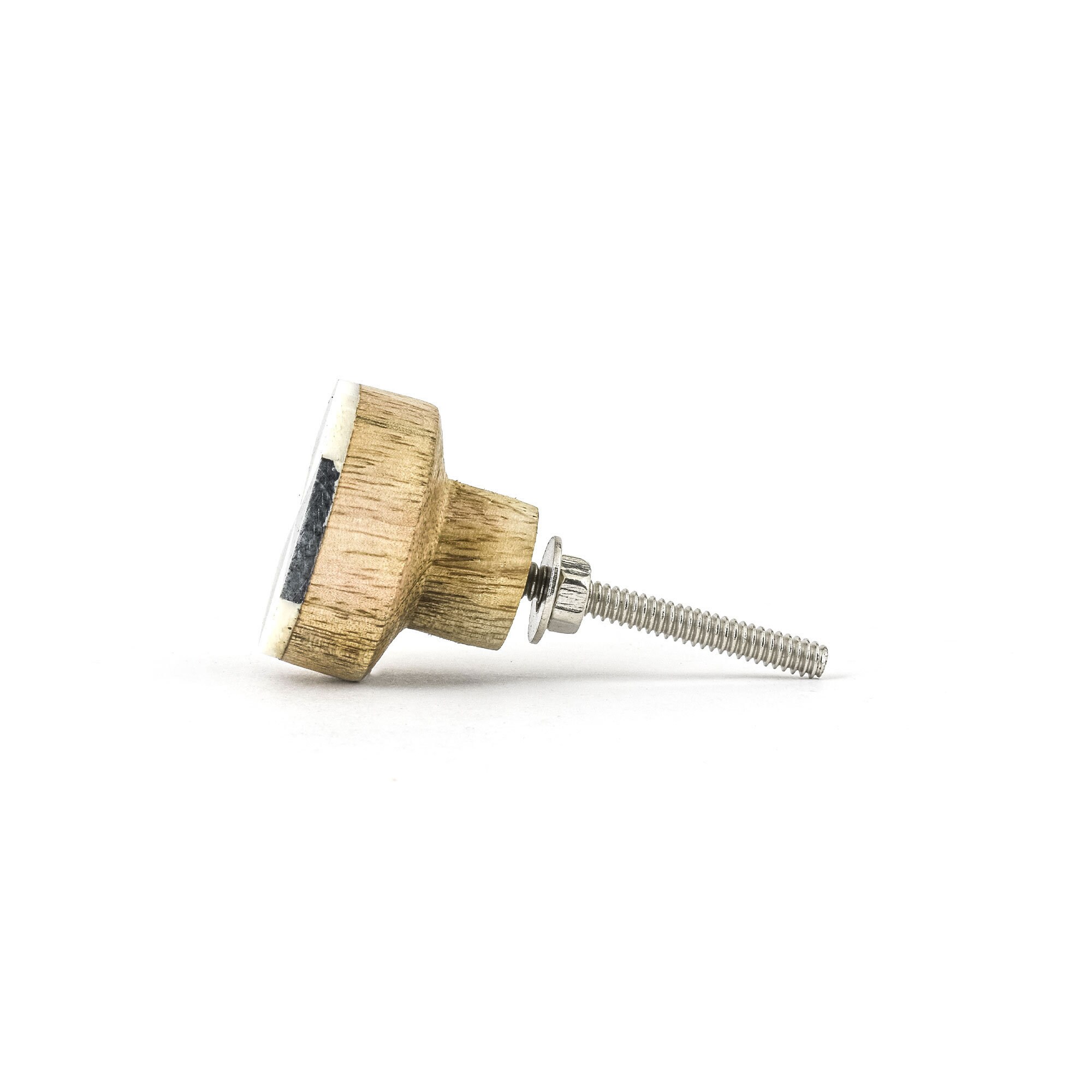 Small Rustic Bone Wheel Knob White and Black Knob Bohemian | Etsy