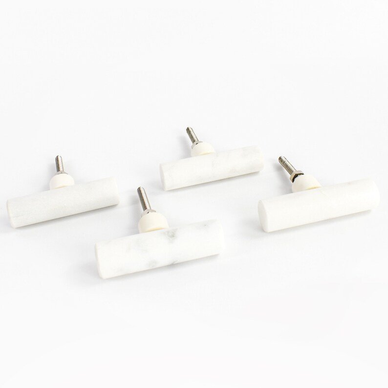 Cylindrical White Marble Pull Black Marble Pull Furniture - Etsy