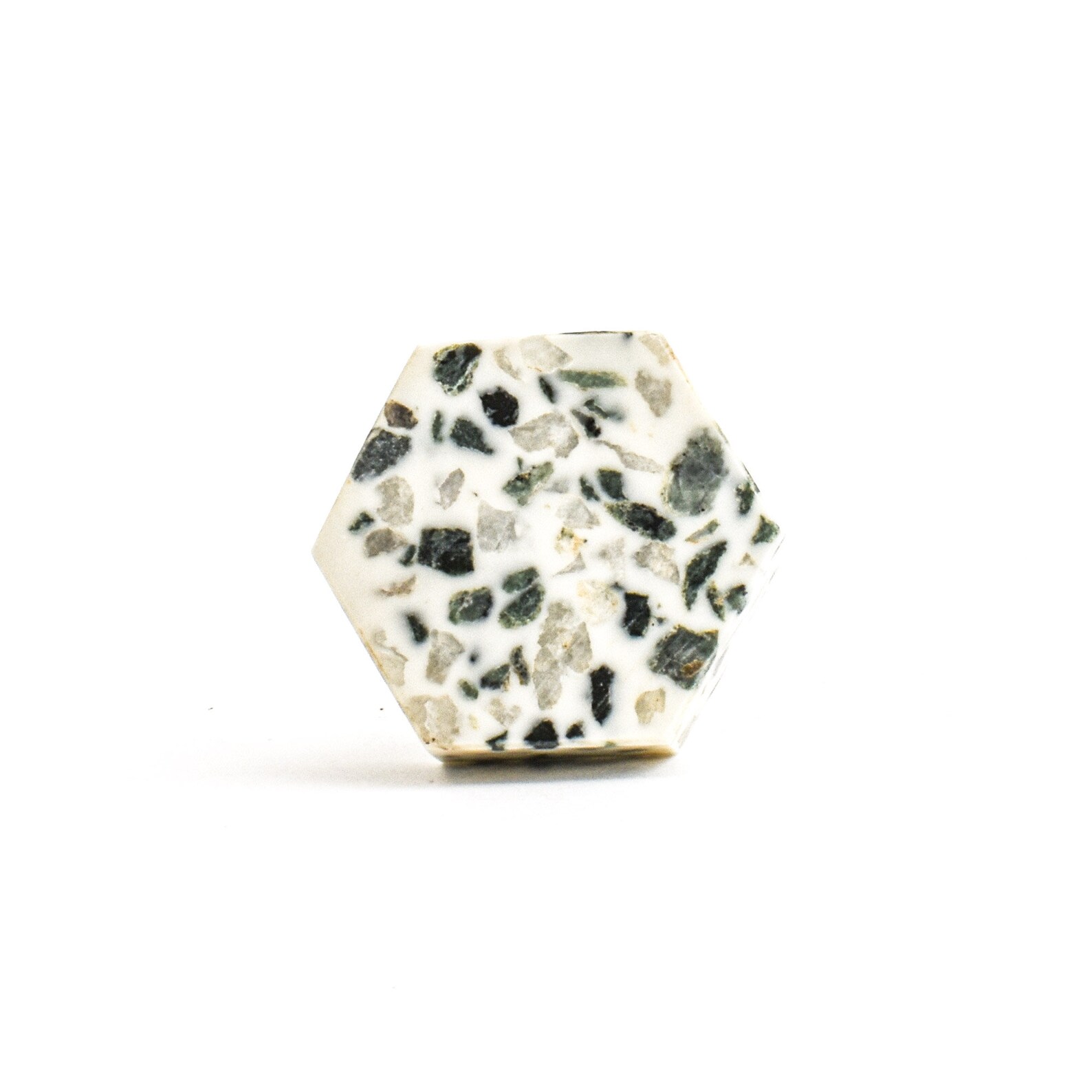 Hexagon Green and Grey Terrazzo Knob Modern Cabinet Knob | Etsy
