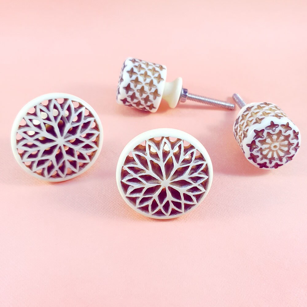 Small Cylinder Bohemian Knob Resin Knob Round Vintage Knob | Etsy