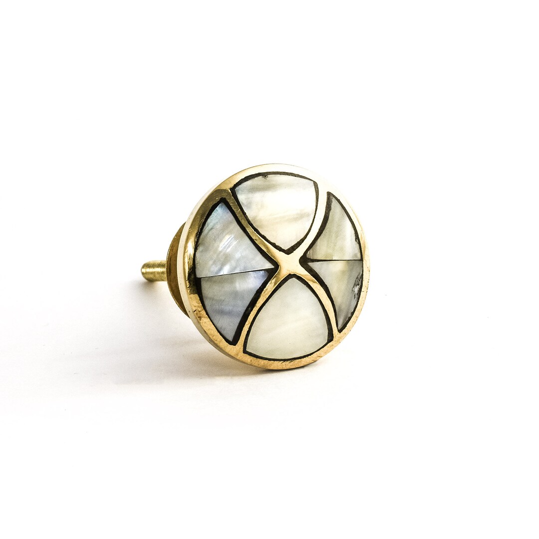 Antiqued Gold and Pearl Infinity Knob, Mother of Pearl Knob, Round ...