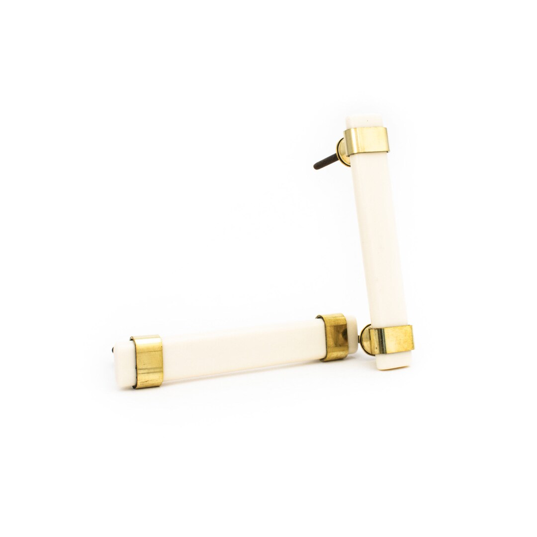 Creamy White Resin and Brass Handle, Resin Cabinet Knob, Furniture ...