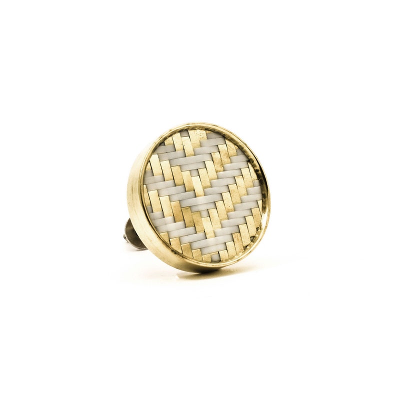 White and Gold Basket Weave Knob Round Cabinet Knob - Etsy