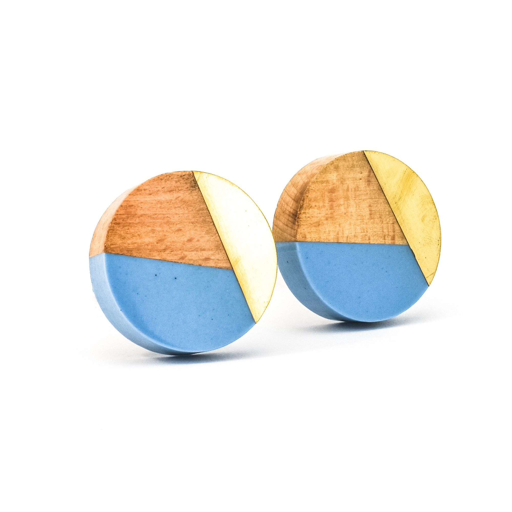 Round Blue Trio Knob Wooden Cabinet Knob Furniture Hardware | Etsy