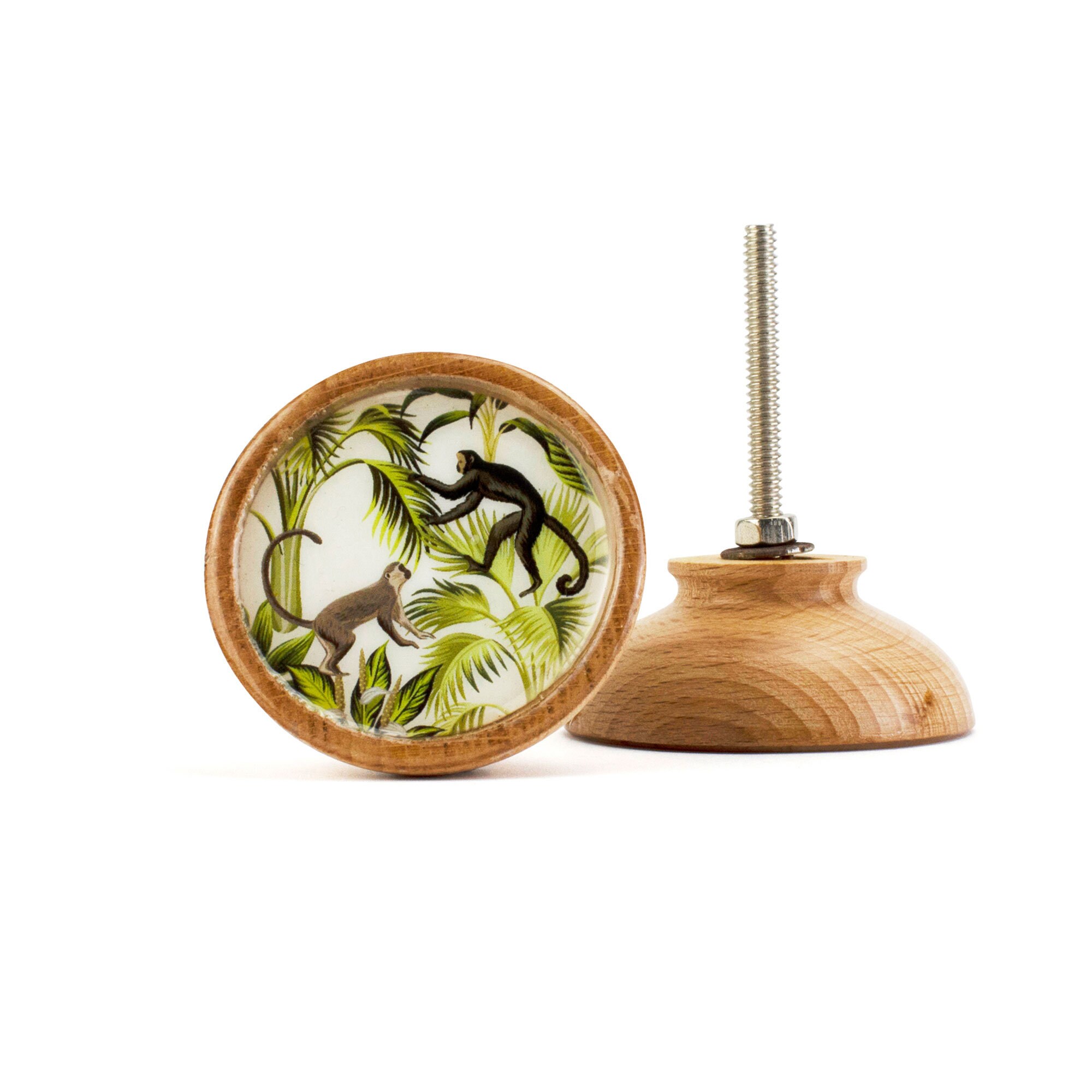 Savanna Series Monkeys Knob Wooden Knob Cabinet Knob | Etsy