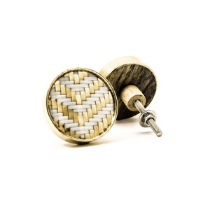 White and Gold Basket Weave Knob, Round Cabinet Knob, Decorative Furniture Knob, Cabinet Pulls ...