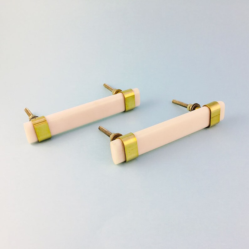 Creamy White Resin and Brass Handle Resin Cabinet Knob | Etsy