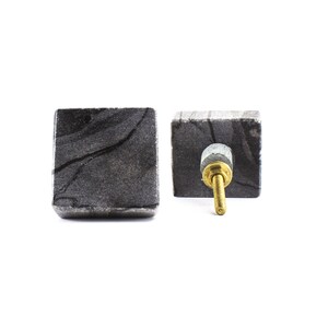 Grey Solid Square Marble Knob, Modern Cabinet Knob, Decorative Hardware, Furniture Hardware ...