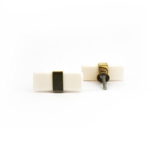 Rectangle White Resin and Brass Pull, Door Handle, Furniture Hardware ...