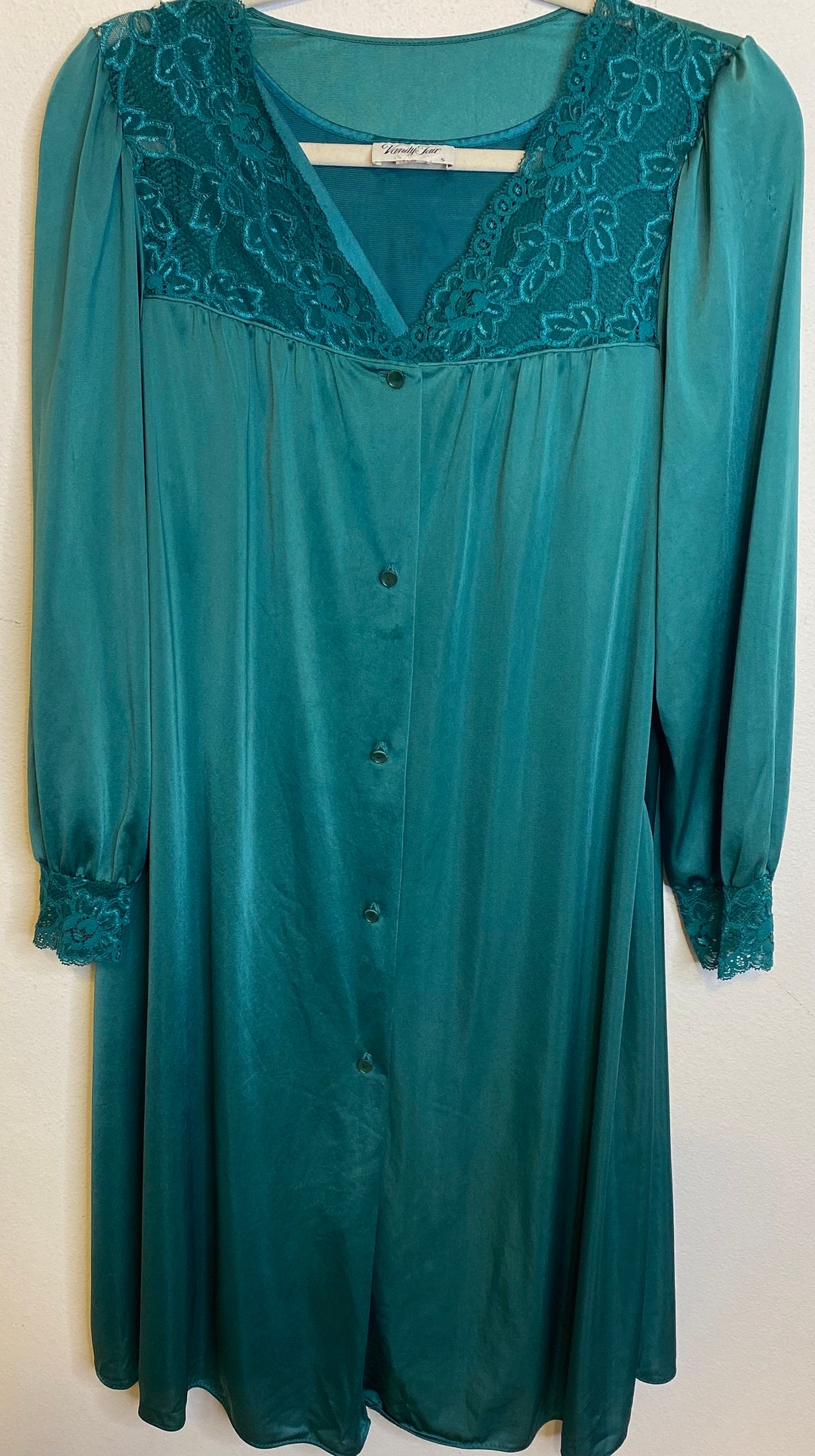 Vintage Vanity Fair Nightgown Shadowline Robe Nylon Button Lace Size ...