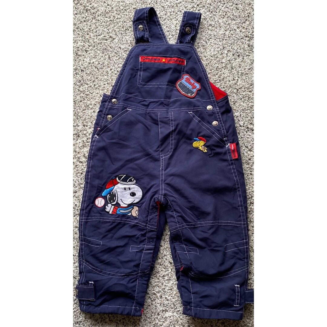 Vintage Baby Snoopy Lined Insulated Blue Baseball Overalls Woodstock 18 ...