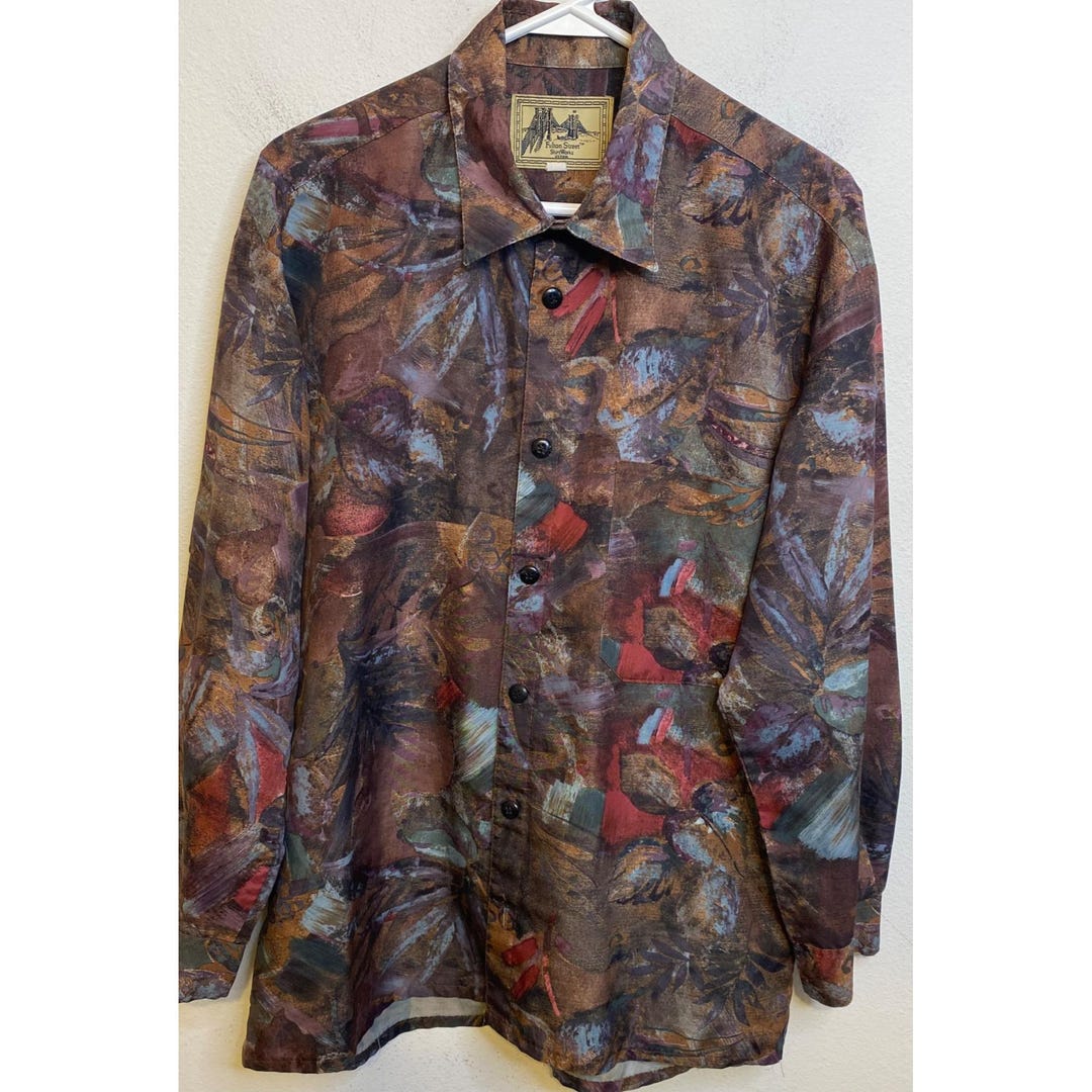 Vintage Fulton Street Shirtworks Button Short Sleeve Shirt Abstract ...
