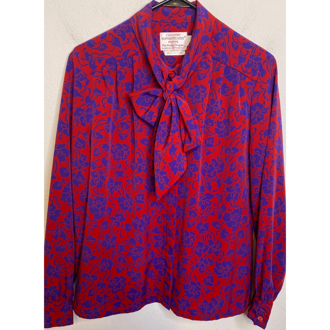 Vintage Country Sophisticates Pendleton Top Shirt Women Pussycat Bow ...