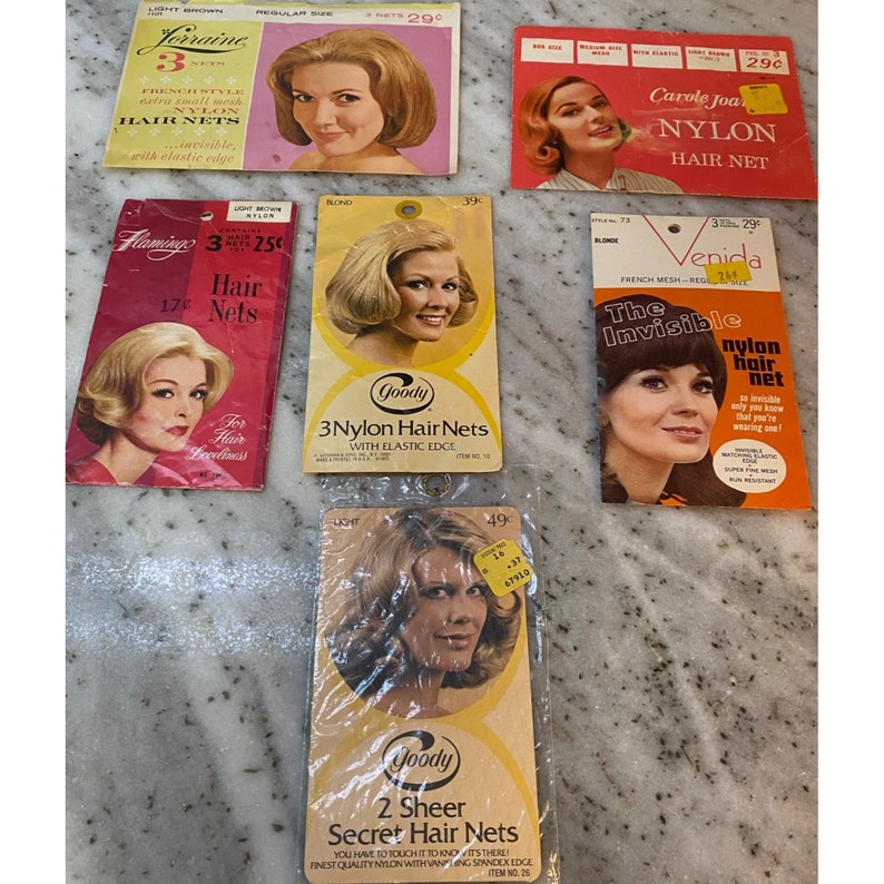 Vintage Hair Nylon Nets Original Package Flamingo Carole Joan Goody Lot ...