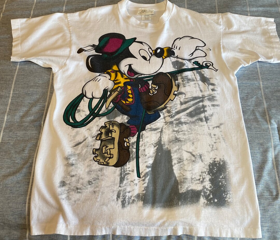 Vintage Disney Mickey Mouse Rock Climbing Single Stitch Shirt Made in ...
