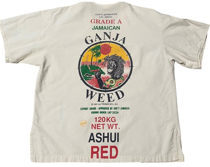 Vintage 90s LA TRENZZ Jamaican Ganga Marijuana 420 Cannabis Smoke Shirt ...