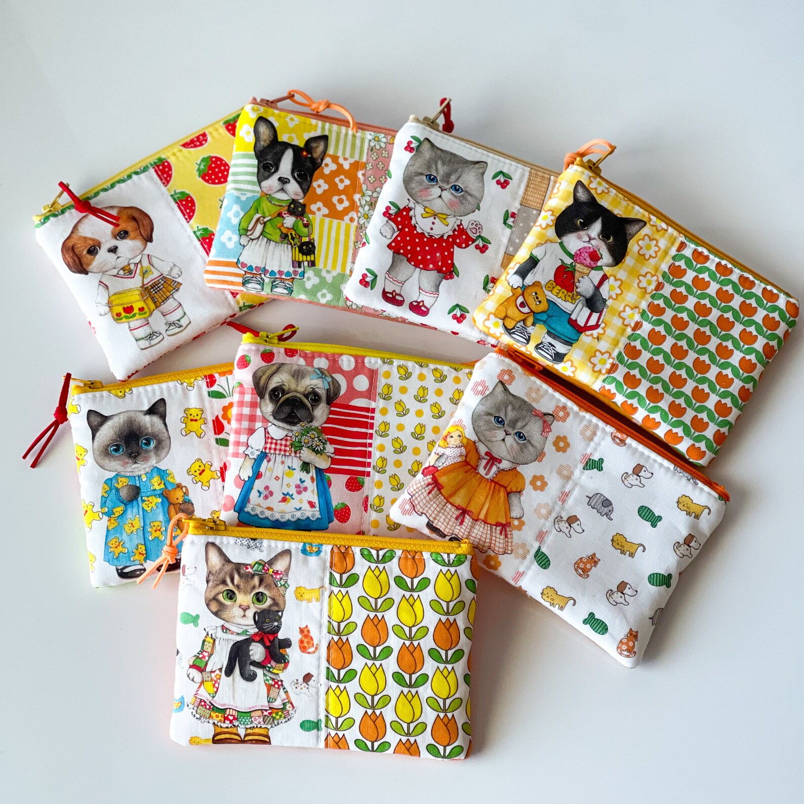 Siamese Cat / Kitsch Vintage Retro Small Zipper Pouch / Cats and Dogs ...