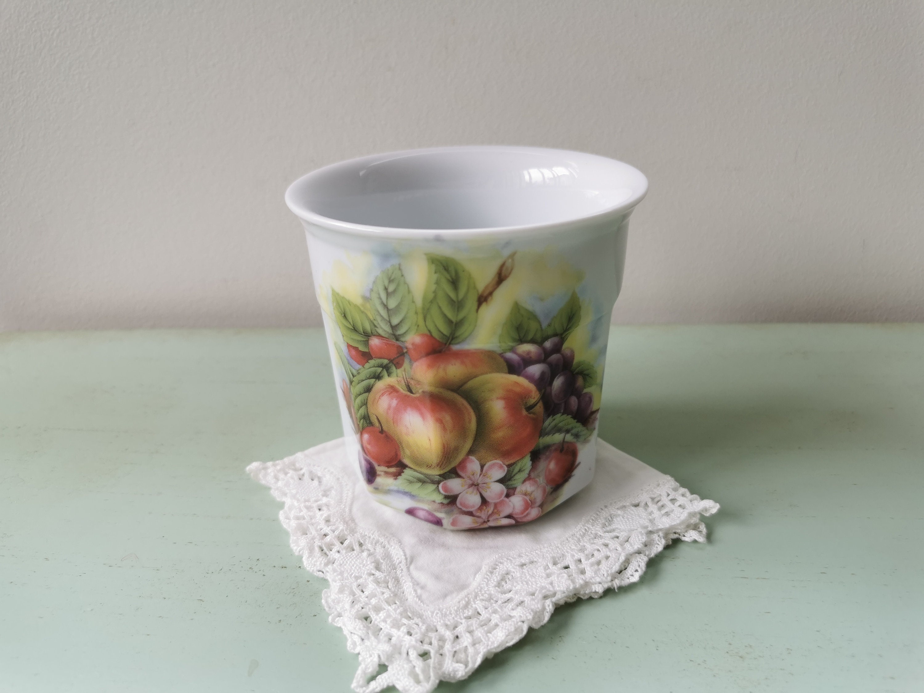 Vintage Hard Porcelain Fruit Jam Pot - Etsy