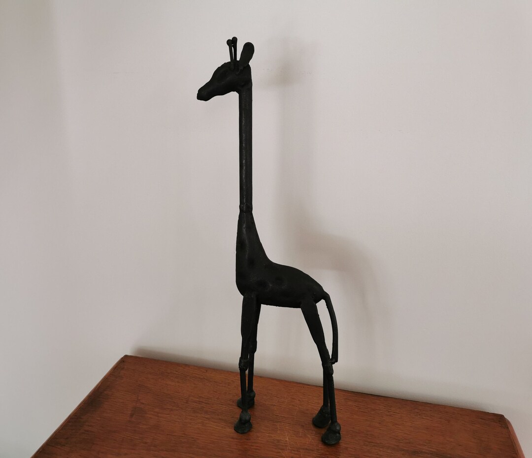 Vintage Blackened Iron Giraffe - Etsy