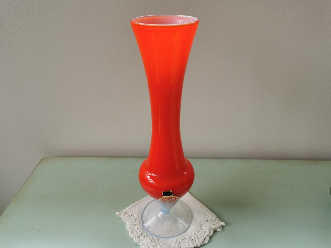 Vintage Orange Florence Opaline Vase - Etsy