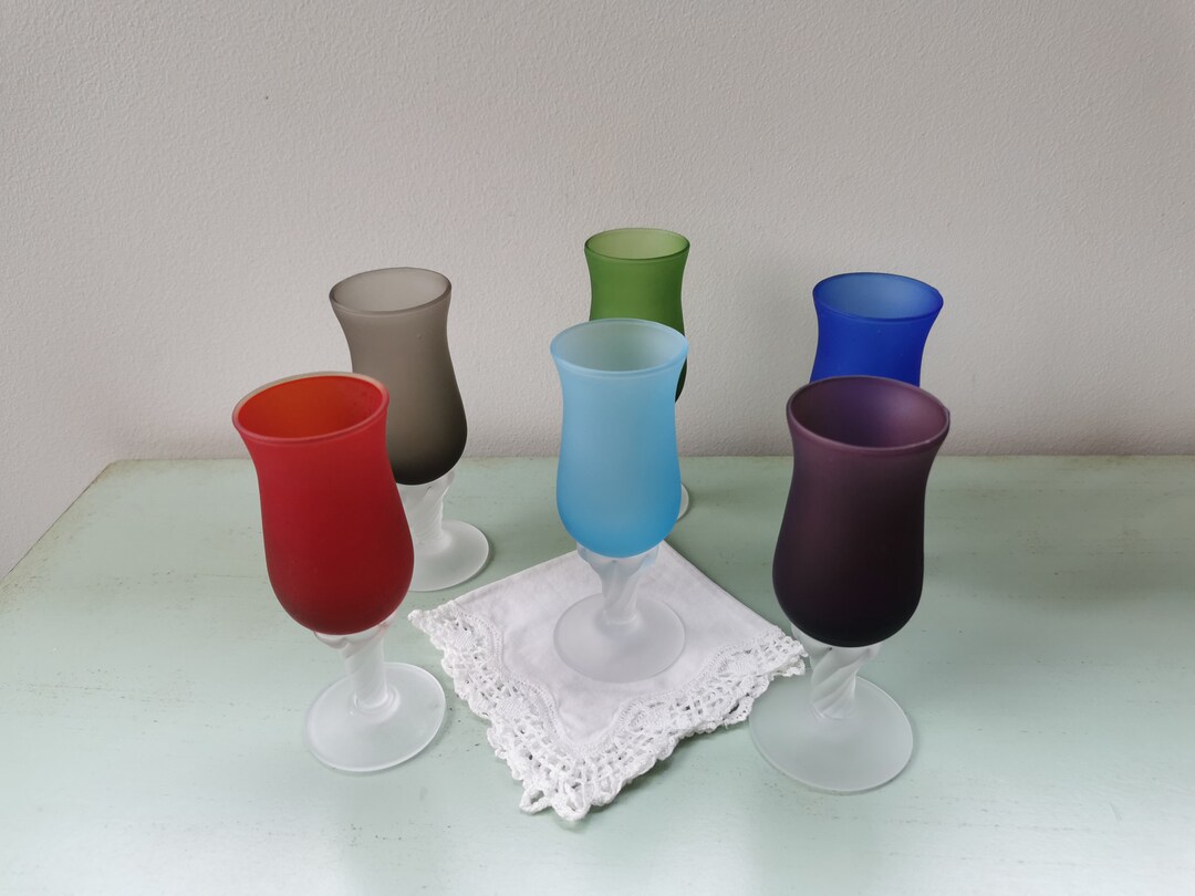 6 Small Vintage Italian Colored Glass Glasses - Etsy