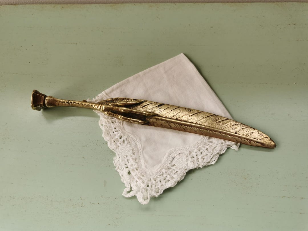 Brass Feather and Crow's Foot Seal Letter Opener - Etsy