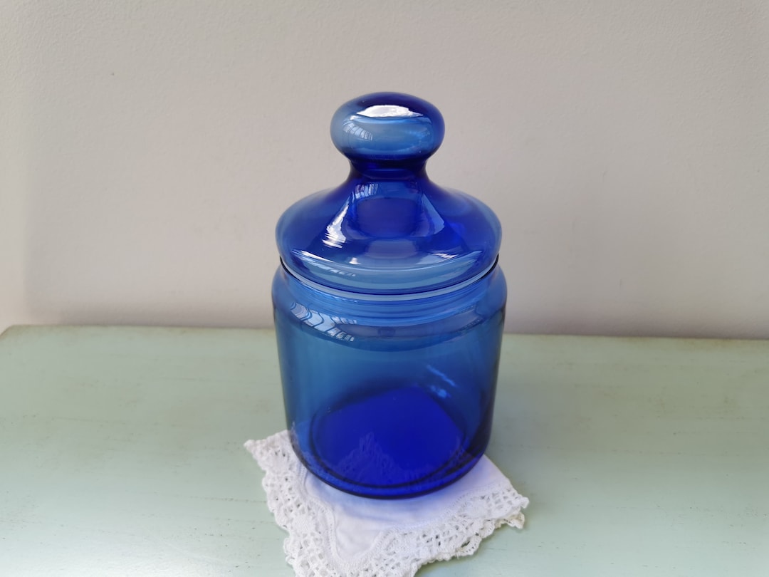 Luminarc Cobalt Blue Glass Storage Jar - Etsy