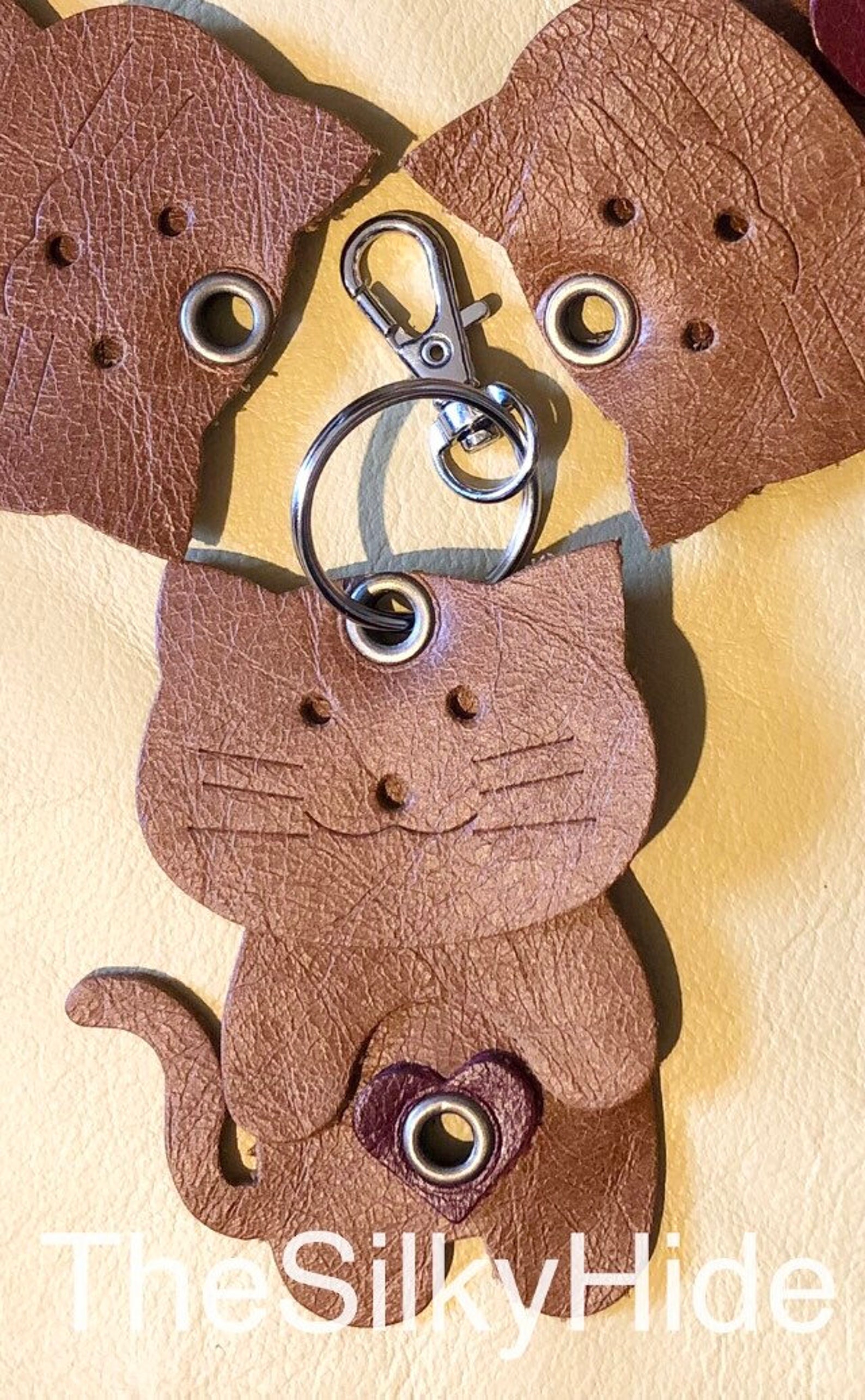 Cat Keyrings, Leather Cat Keyrings, Bag Charms, Cat Lovers Gifts, Cat ...