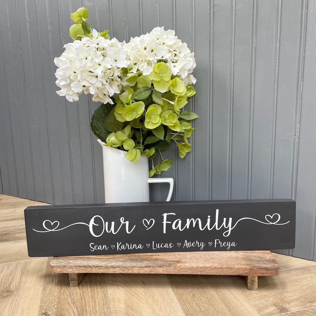 Large Personalised Our Family Heart Wooden Sign Family Sign, Home Decor ...