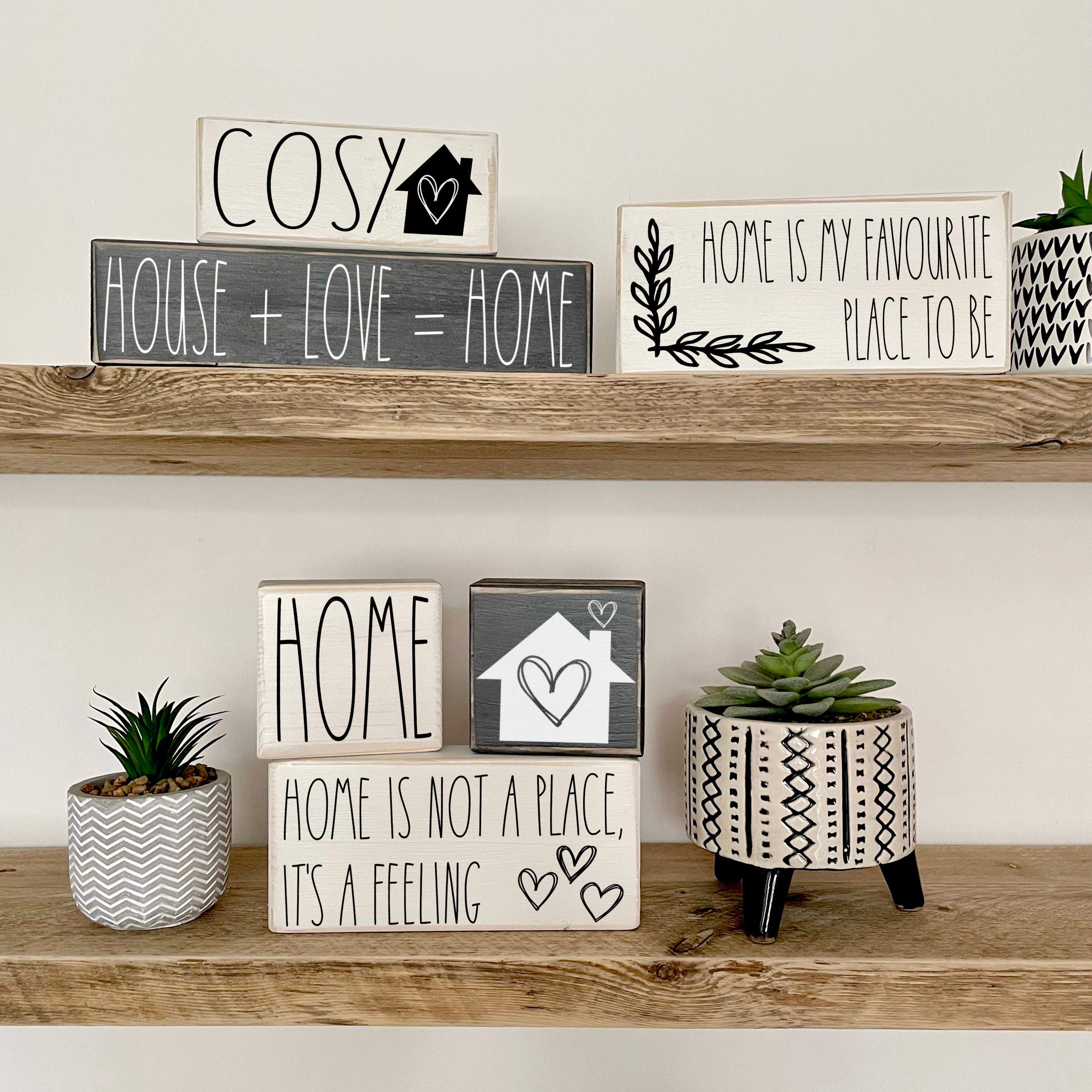 Home Block Wooden Signs Hearts - Etsy UK