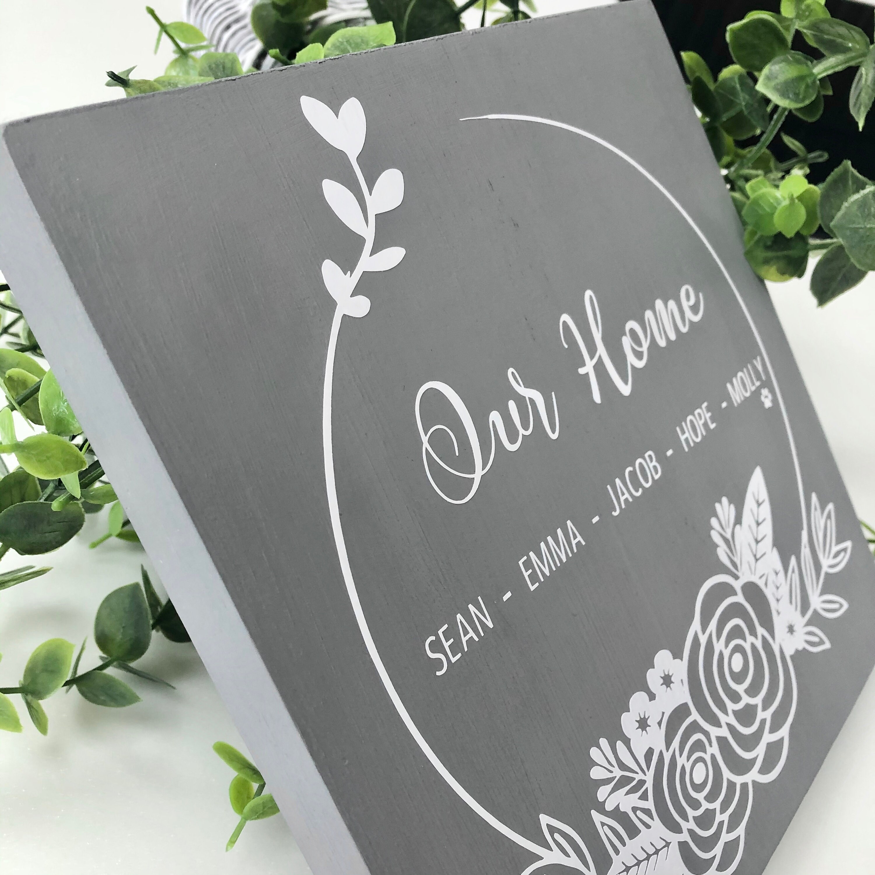 Our Home Wooden Square Sign Personalised | Etsy