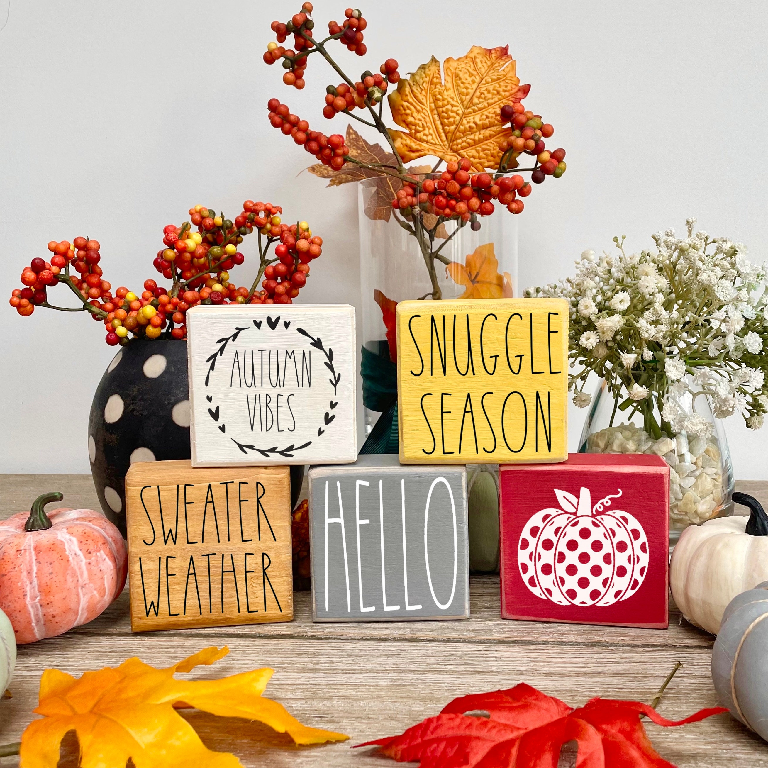 Autumn Block Wooden Signs Autumn Decor - Etsy UK