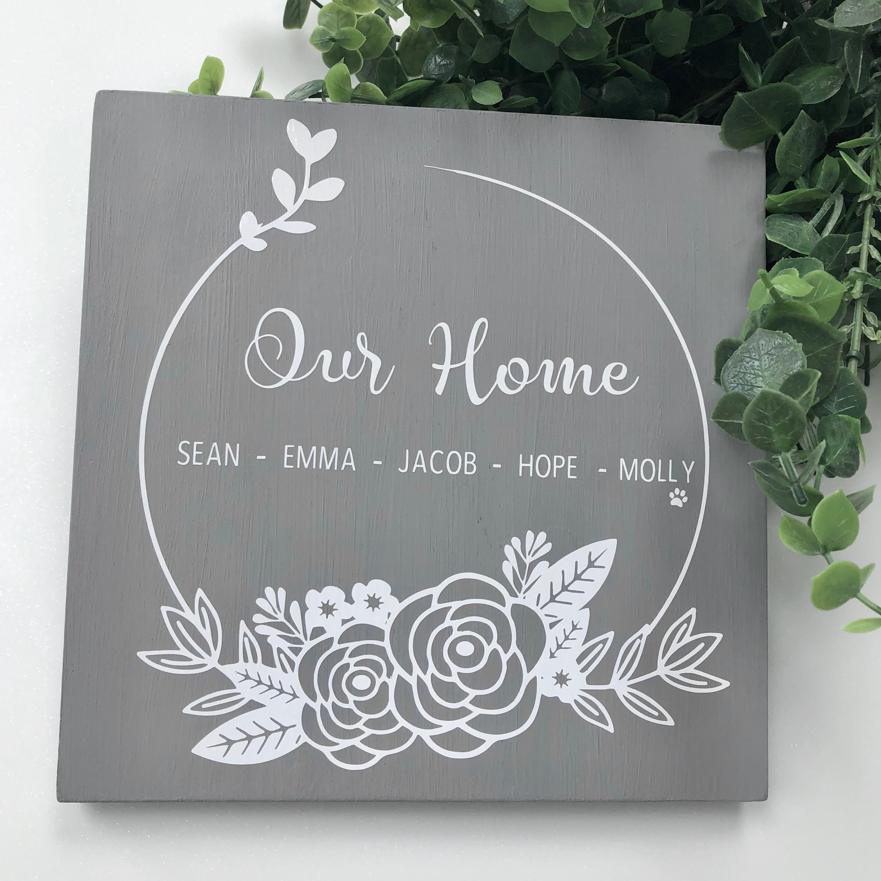 Our Home Wooden Square Sign Personalised - Etsy