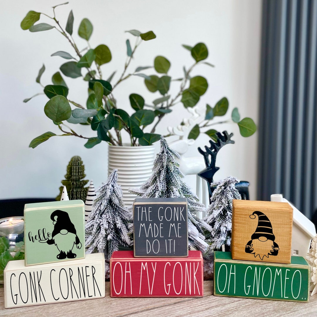 Gonk - Gnome Block Wooden Sign - Stackable Signs - Personalised Colours ...