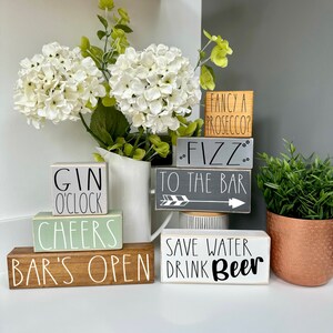 Bar - Drink Block Wooden Signs - Cocktail - Prosecco - Etsy UK