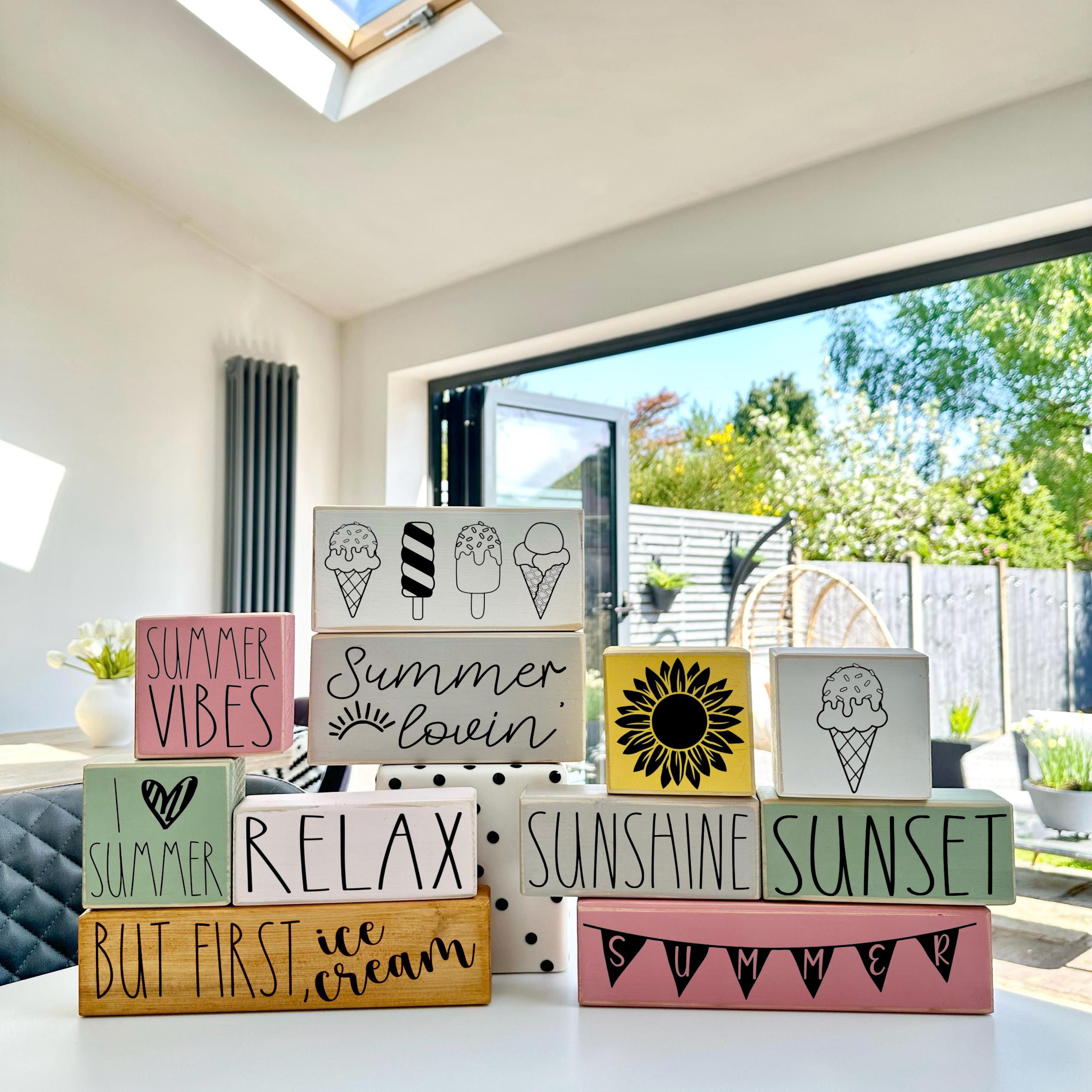 Summer Block Wooden Signs - Etsy UK