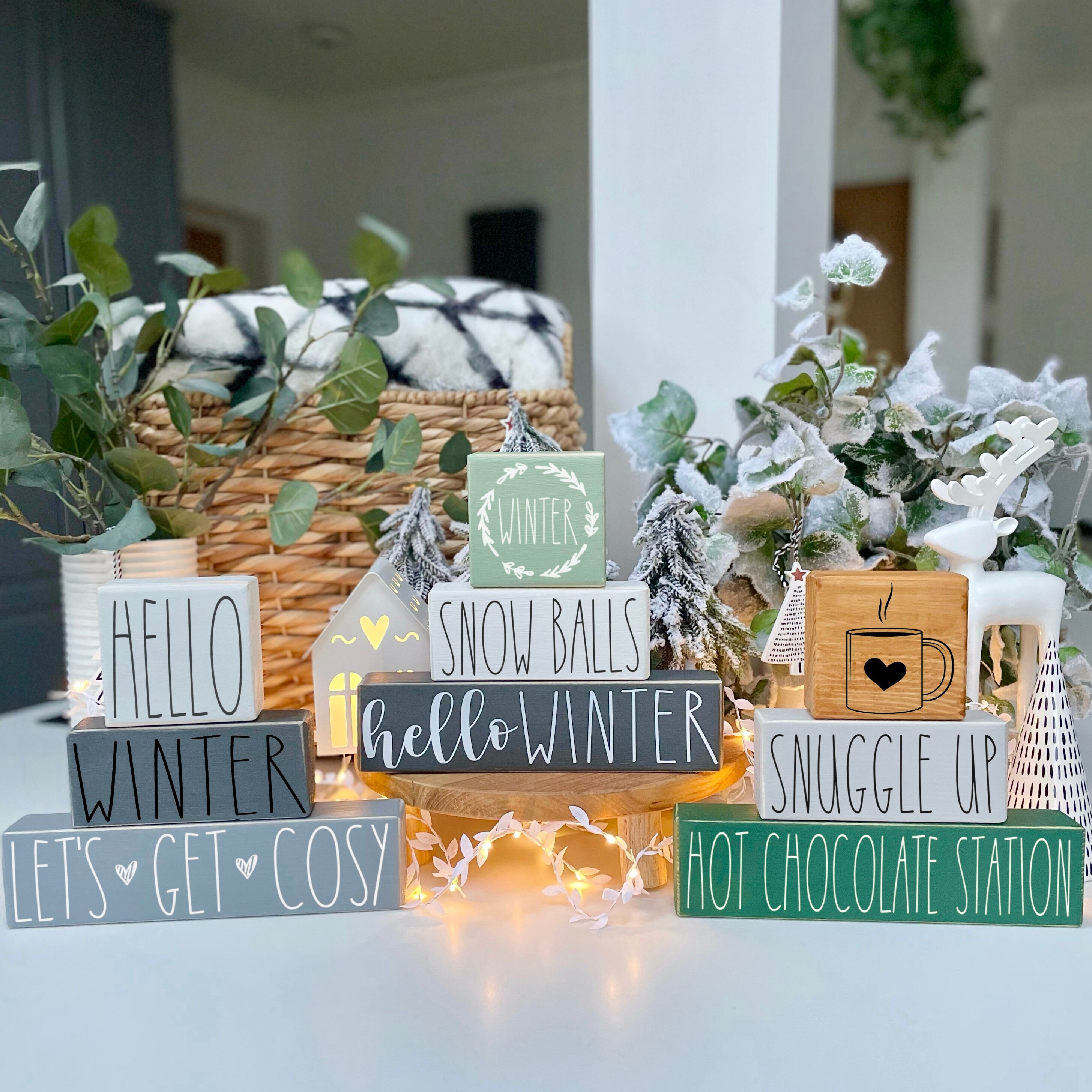 Winter Season Block Wooden Sign - Stackable Signs - Personalised ...