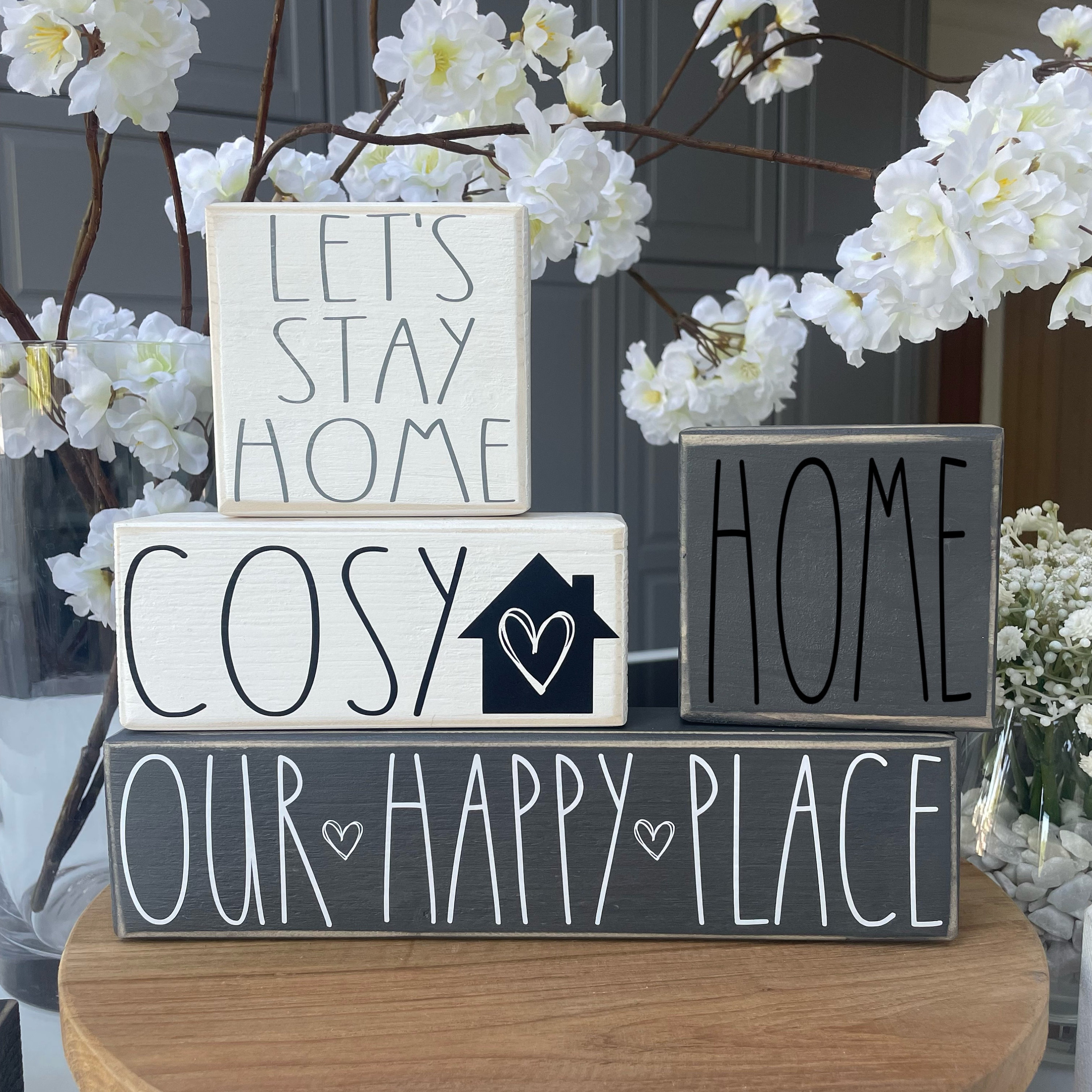 Home Block Wooden Signs Hearts - Etsy UK