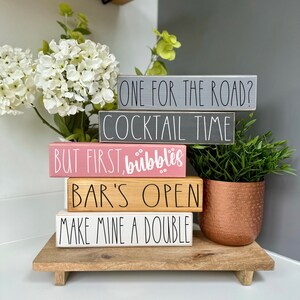 Bar - Drink Block Wooden Signs - Cocktail - Prosecco - Etsy UK